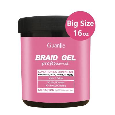 China 16oz de gel de bloqueio de cabelo de tranças Tames Frizz bordas extremamente seguras para tranças / tranças / tecidos à venda