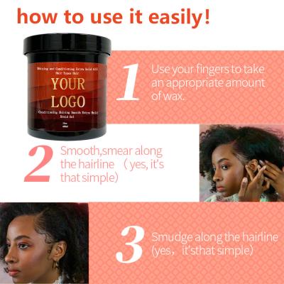 Cina Non sbiancante Loc Wax Base Acqua Forte Tenere Tutto il Giorno Lock Extra Tenere 4c Hair Styling Twist Loc Edge Tread Gel Capelli in vendita