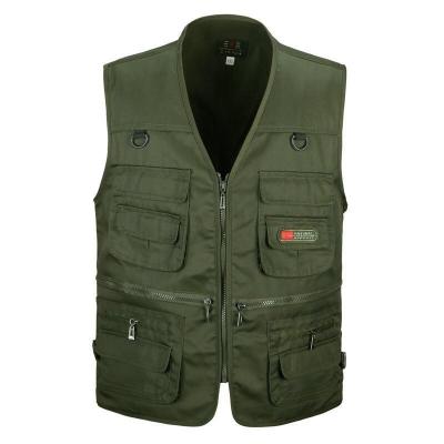 China Custom Design Mensen Multi Pocket Cotton Vissen Fotografie Vest met Zipper sluiting Te koop