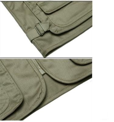 China Custom Design Mensen Multi Pocket Cotton Vissen Fotografie Vest met Zipper sluiting Te koop