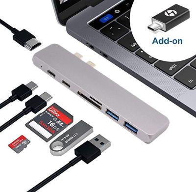China USB C Hub Macbook Pro  Thunderbolt 3 Dock Aluminum USB Hub for 2016/2017 MacBook Pro 13" & 15" 4K  USB data for sale