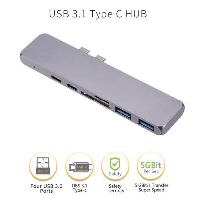 China Type C Hub Dual USB-C HUBs /Card Reader Special for Apple Macbook Pro with Thunderbolt 3 up to 40GB/s Data transfer for sale