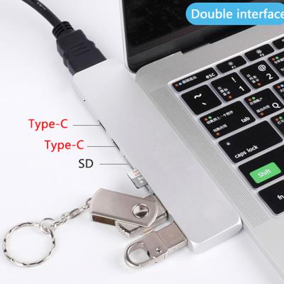 China Multifunction aluminium thunderbolt 3 dual usb c to 7 in 1 combo type c interface usb-c hub for Apple for sale