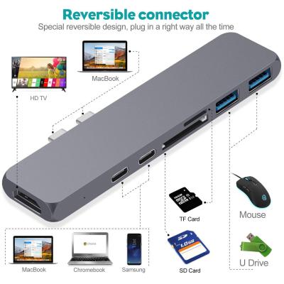 China 7 in 1 Type C to USB 3.0(5Gb/s),Thunderbolt 3 (40 Gb/s), SD/TF Card Reader, 4K  Multiport Converter for Macbook pro for sale