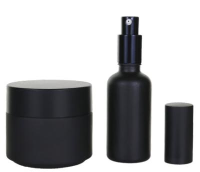 China 50ml Matte Black or white Glass Cream Jar For Cosmetic Cream Jar for sale