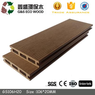 China Dark Grey WPC Hollow Composite Decking Sanding Capped Composite Deck Boards for sale