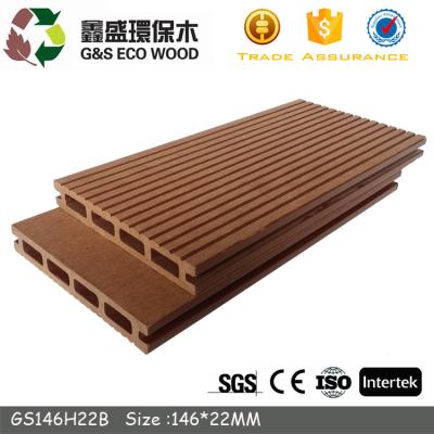 China Dark Grey WPC Hollow Composite Decking Sanding Capped Composite Deck Boards for sale