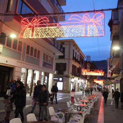 China red christmas ribbon bow outdoor street decoration lights for sale