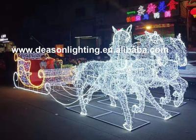 China Christmas Horse Lighted Carriage 2m LED Sleigh Decoration 110V-240V for sale