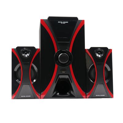 China remote control 2.1 chnnel home theatre system hi-fi active multimedia subwoofer speaker with bluetooth,sd card,fm radio for sale