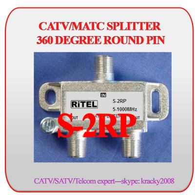 China CATV/MATV 2-way splitter with 360 degree round PIN for sale