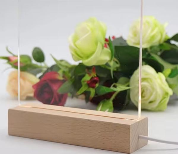 DIY Acrylic Note Erasable Led Light Display Stand With Writing Pen Warm White Night Lamp
