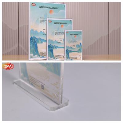 Porteur de panneau acrylique en forme de T rond de 2,5 mm avec support d'affichage magnétique