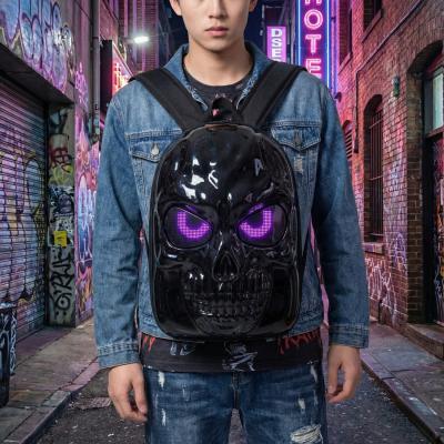 China Custom LED Display Skull Backpack, 3D Hard Shell Punk Moto Bag with Programmable RGB Eye Animations for Festivals & Gifting for sale