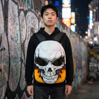 China Advanced Tech Hardshell Backpack - LED Skull Edition | Programmable Purple Eyes, Flame Design, Durable Travel Laptop Bag for sale