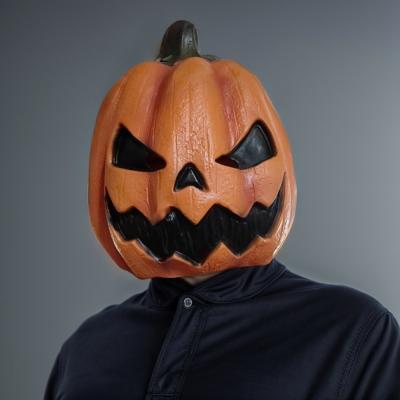 China Full Head Evil Jack-o'-Lantern Latex Mask, Spooky Pumpkin Headgear for Halloween for sale