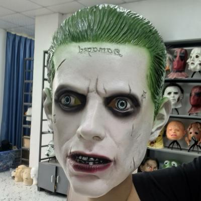 China Realistic Green Hair Creepy Clown Mask - Scary Latex Villain Face Helmet for Cosplay & Halloween Party for sale