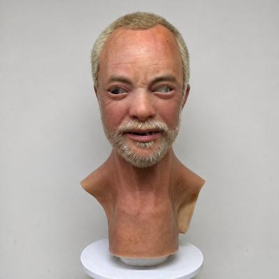 China Premium Hyper-Realistic Male Silicone Mask with Hand-Punched Facial Hair - Professional Ultra-Soft Skin Texture Headgear for Special Effects and Collections for sale