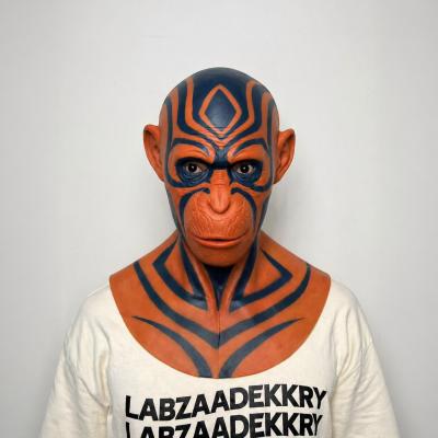 China Professional Hyper-Realistic Primate Silicone Mask Collection - Hand-Painted Tribal Markings and Cinematic Skin Texture for Theatrical Arts and Premium Cosplay for sale