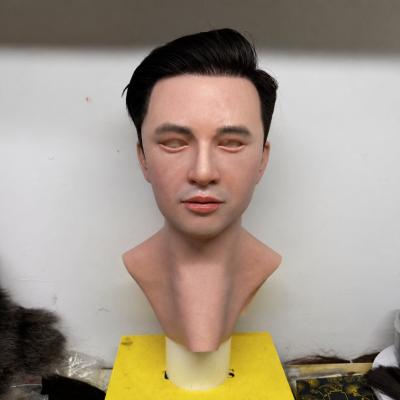 China High-Fidelity Male Silicone Head Mask - Professional Artisan Grade with Realistic Skin Pigmentation & Anatomical Accuracy for Cinema, Stage, and Visual Arts for sale