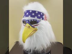 Realistic Full-Head Eagle Latex Mask with American Flag Headband