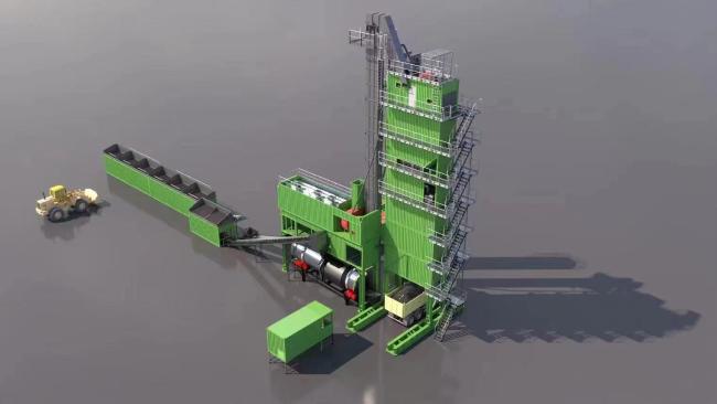 Close-up view of LB1000 Asphalt Mixing Plant twin-shaft mixing system