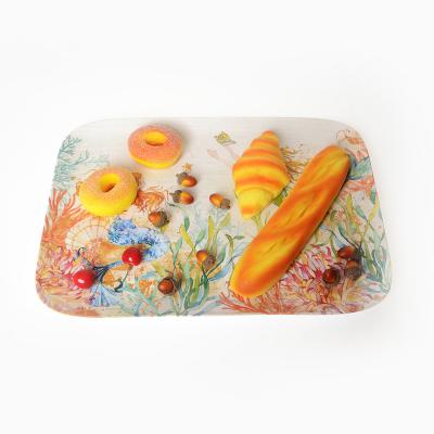 China Print Rectangular Melamine Tray MT-005 Small Melamine Tray for sale