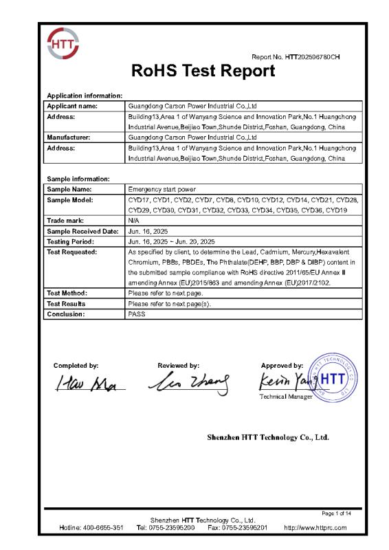 ROHS - Zhongshan Chuangneng New Energy Co., Ltd