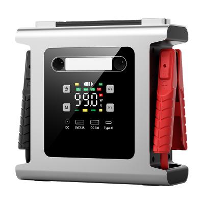 China Truck Jump Starter 64000mAh Car Emergency Start Power Supply 12V 24V Jump Starter With Air Compressor Flashlight for sale