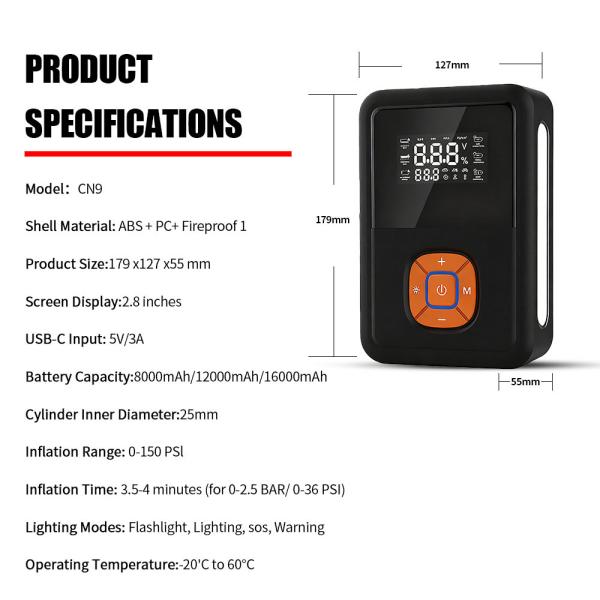 Quality 3 In One Multifunctional Jump Starter 12V 8000mAh 12000mAh 16000mAh Emergency for sale