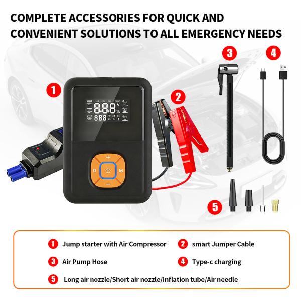 Quality 3 In One Multifunctional Jump Starter 12V 8000mAh 12000mAh 16000mAh Emergency for sale