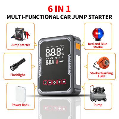China Portable 3 In 1 Jump Starter With Tyre Inflator 12V Car Emergency Starter With SOS Warning Light for sale