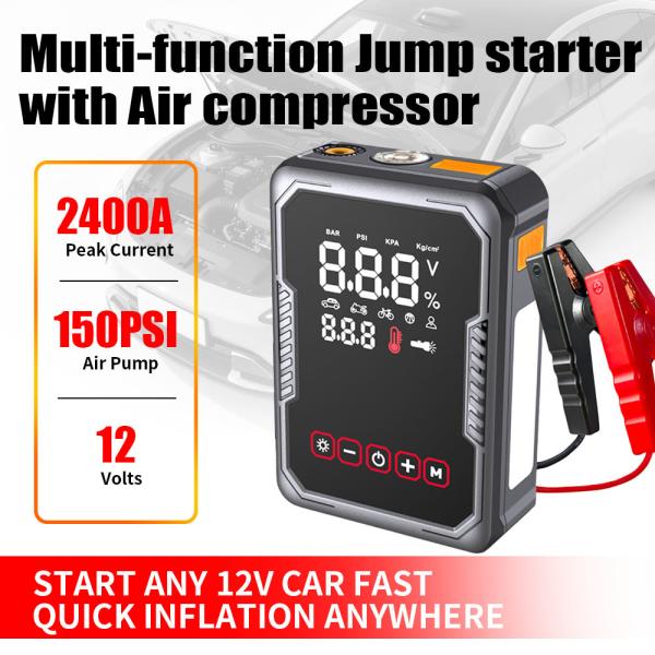 Quality Portable 3 In 1 Jump Starter With Tyre Inflator 12V Car Emergency Starter With for sale