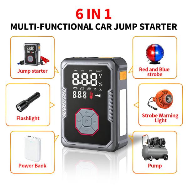 Quality 2025 new 1200A 1800A 2400A Vehicle Battery Jump Starter Pack With Air Compressor for sale