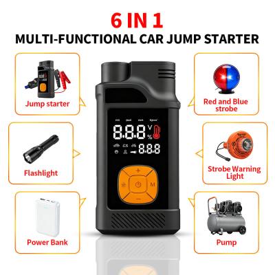 China 8000mAh Portable Power Automobile Jump Starters With Air Compressor Flashlight Lighting for sale