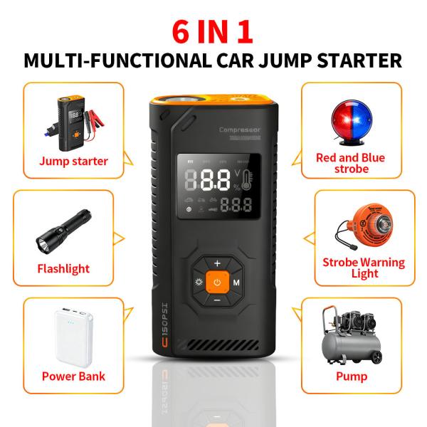 Quality 8000mAh 10000mAh 12000mAh Portable Tire Inflators 12V Car Jumper Starters With for sale