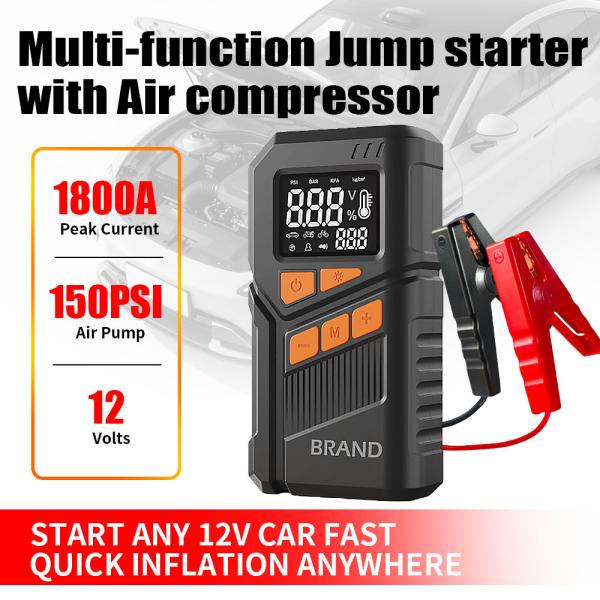 Quality 12V Portable Lithium Car Battery Jump Starter Power Pack With USB Charging LED for sale