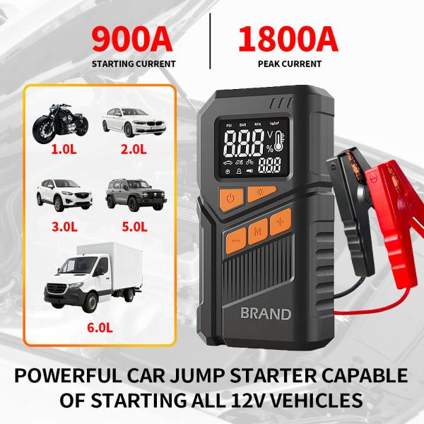 Quality 12V Portable Lithium Car Battery Jump Starter Power Pack With USB Charging LED for sale