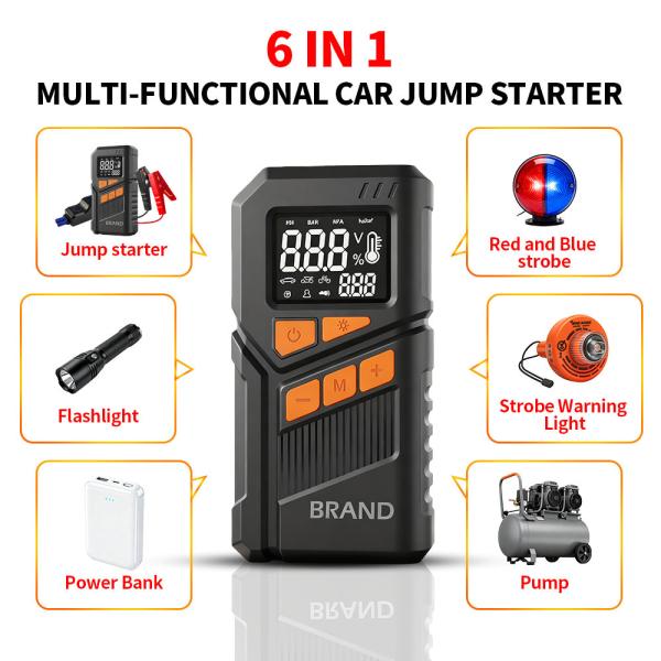 Quality 150 PSI Portable Tire Inflators Jump Starter 12000 MAh 12V Car Battery Booster Smart Jumper Cables for sale