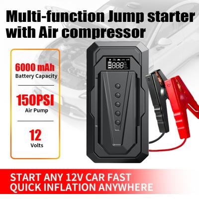 Cina Compressore per pneumatici digitale portatile da 6000 mAh 12V 150psi ABS 2 in 1 Avviatore di emergenza per auto in vendita