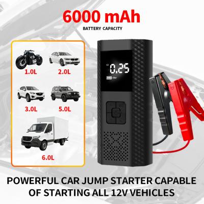 China 6000mAh Electric Car Air Pump Lithium Polymer Battery 2 In 1 Mini Jump Starter With Air Compressor for sale