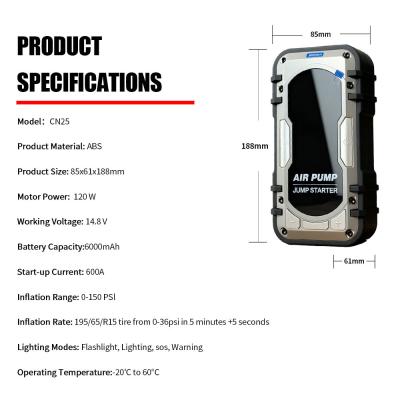 China Multi Function Car Battery Jump Starter 12 Volt 32000mAh With Air Compressor Tire Inflator 3 - 150 PSI for sale