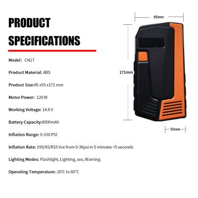 China Emergency Multi Functional Jump Starter 6000mAh 12V Portable Car Jump Starter Power Bank With Air Compressor for sale