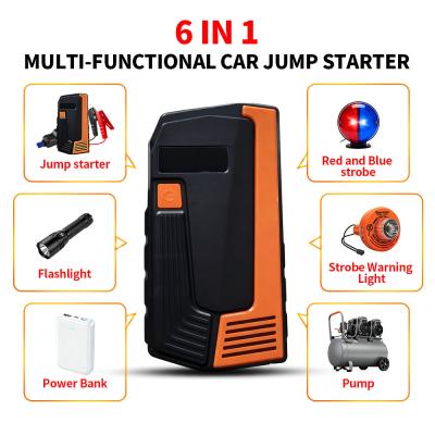 China Emergency Multi Functional Jump Starter 6000mAh 12V Portable Car Jump Starter Power Bank With Air Compressor for sale