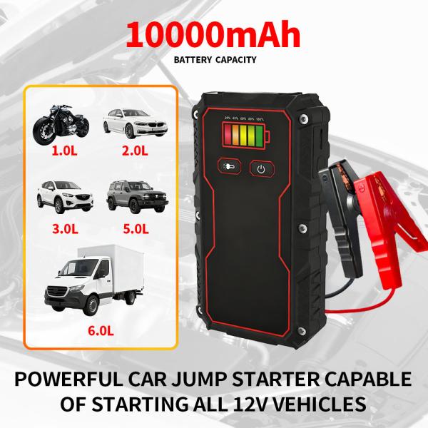 Quality Car Battery Jump Starter 8000mAh 10000mAh 12V With Tire Inflator Power Bank for sale