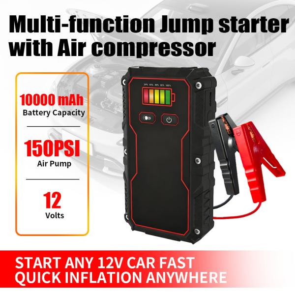 Quality Car Battery Jump Starter 8000mAh 10000mAh 12V With Tire Inflator Power Bank for sale