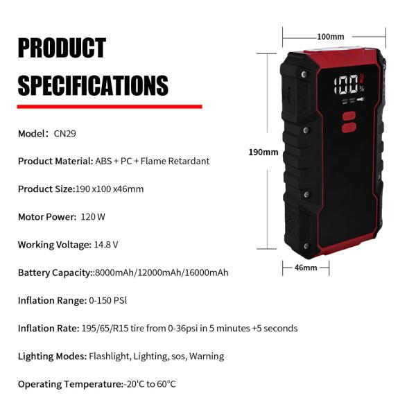 Quality 8000mAh 6000mAh Car Battery Jump Starter Power Bank 6 In 1 Jump Starter With for sale