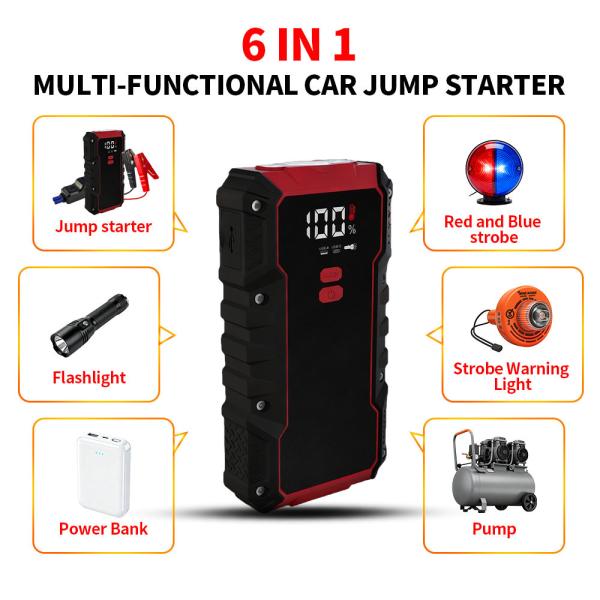 Quality 8000mAh 6000mAh Car Battery Jump Starter Power Bank 6 In 1 Jump Starter With for sale