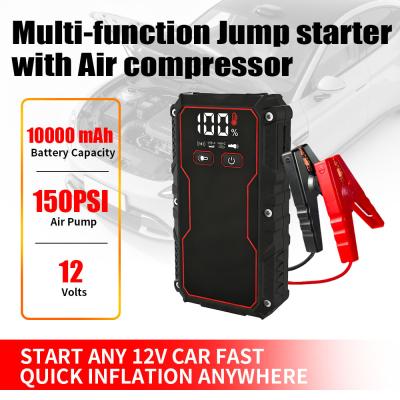 China Smart Multi Functional Jump Starter 8000mAh 10000mAh 12V 150PSI Tire Inflator Emergency Vehicle Jump Starter for sale