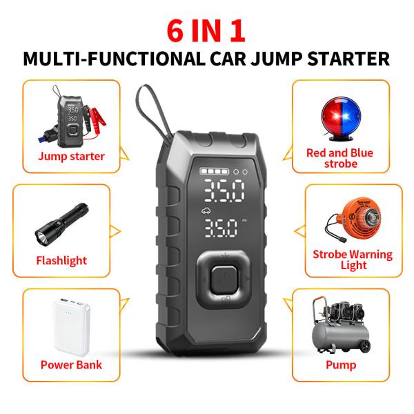 Quality 6000 MAh ABS Portable Jump Starter With Tyre Inflator 0-150PSI Car Air for sale